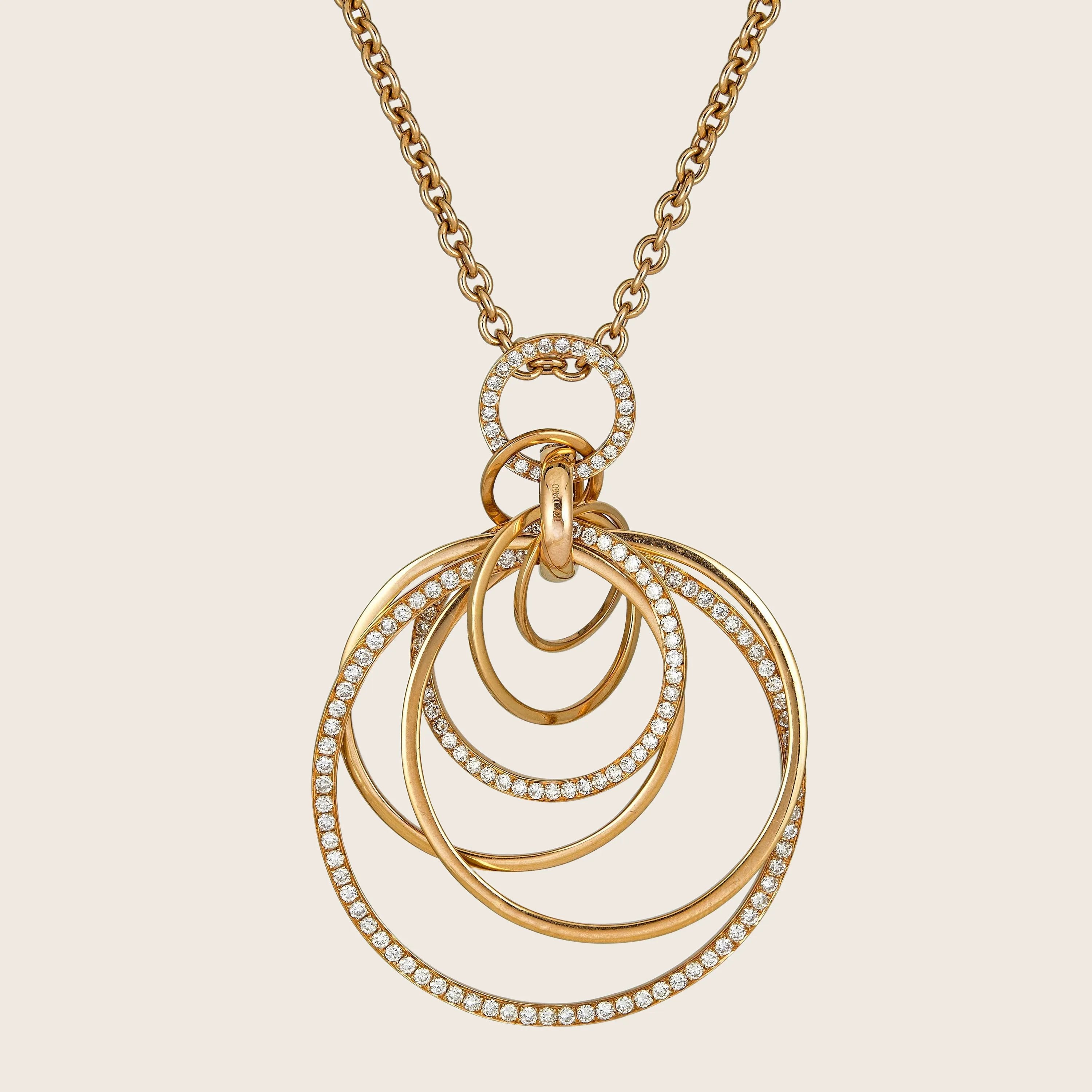 Gold and Diamond Interlocking Rings Pendant Necklace – abc carpet & home