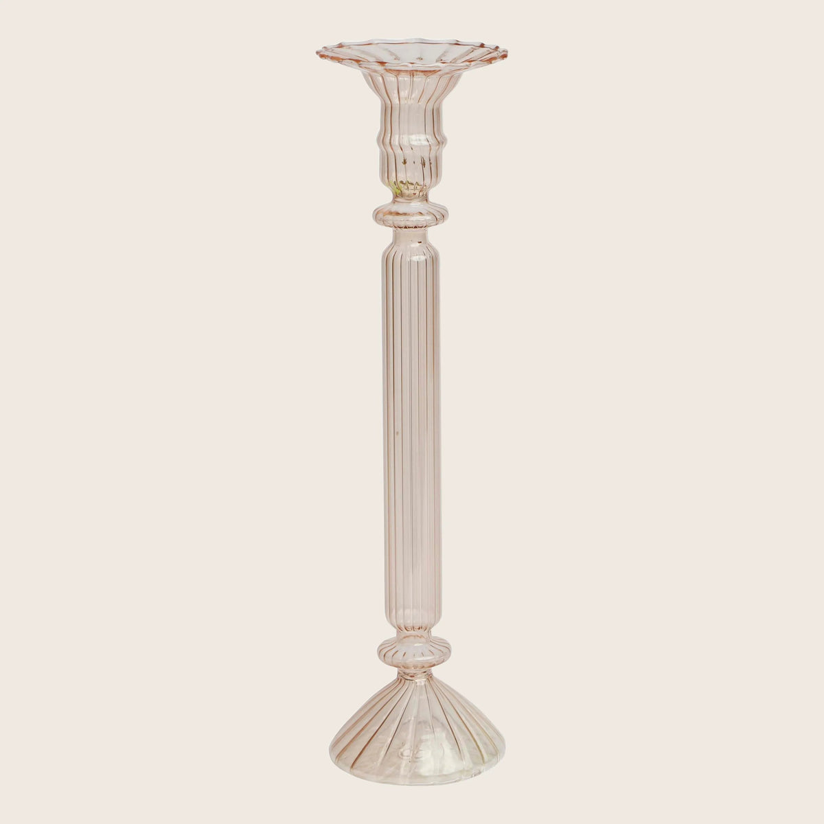 Roman Column Glass Candlestick, Light Rose – abc carpet & home
