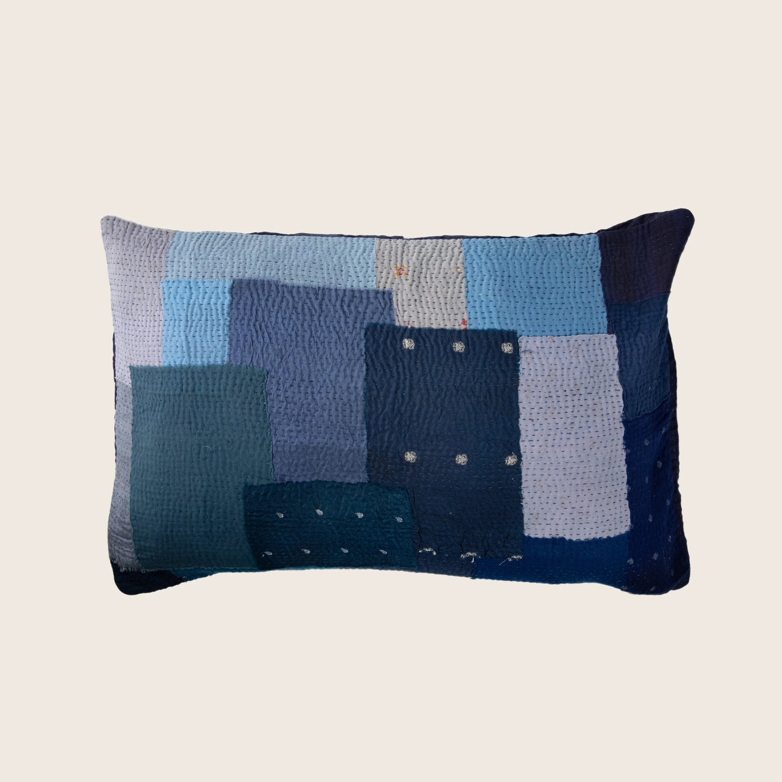 Blue Landscape Handmade Kantha Pillow – abc carpet & home