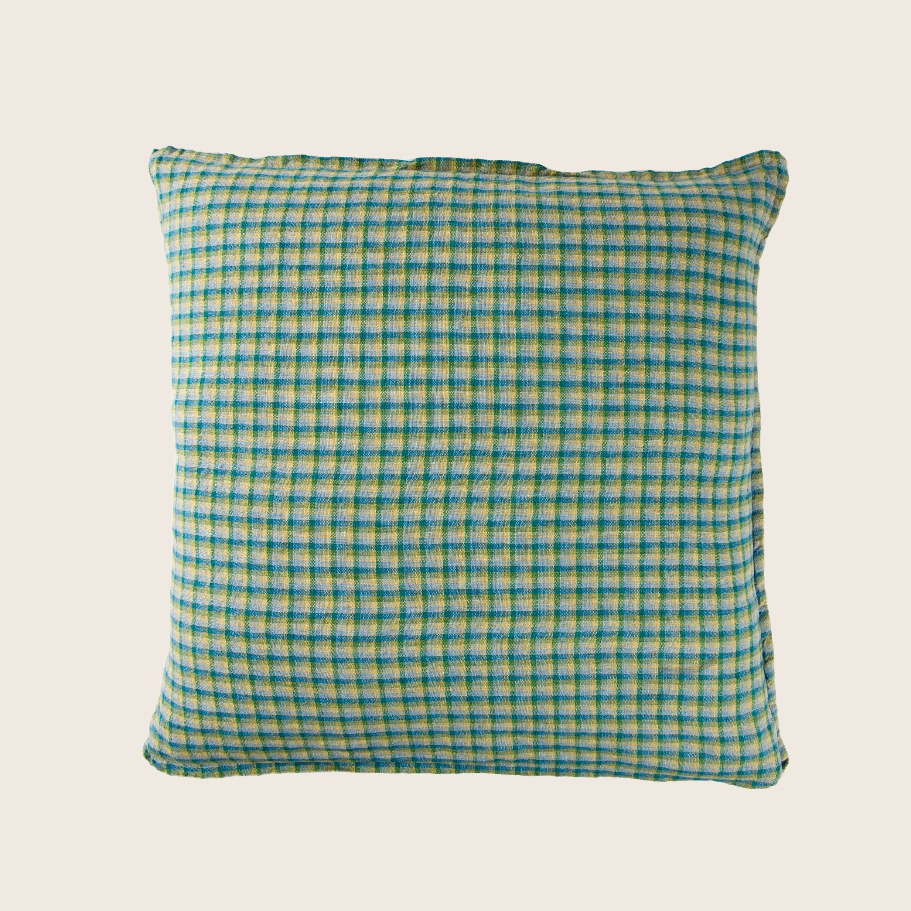 Linen Checks Pillow Spring Green – abc carpet & home