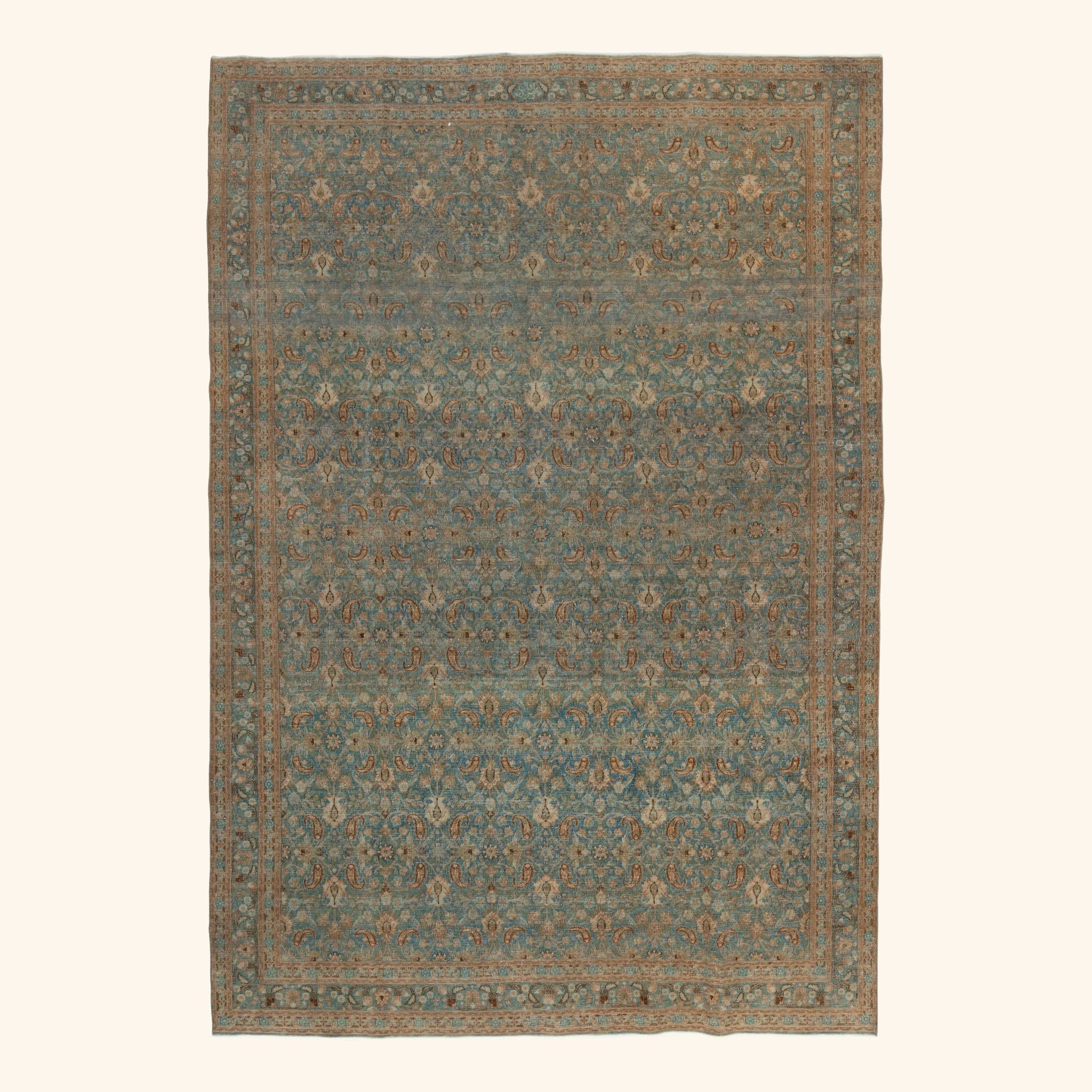 Light Blue Vintage Tradtional Perisan Khorassan Wool Rug - 6'7" x 10 ...